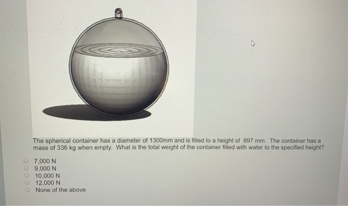 Solved The spherical container has a diameter of 1300mm and | Chegg.com