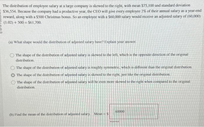Solved The distribution of employee salary at a large | Chegg.com