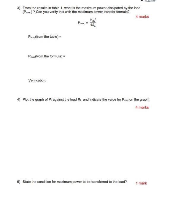 Solved \r\n\r\n3) From the results in table 1, what is the | Chegg.com