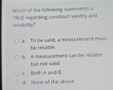 Solved Which of the following statements is TRUE regarding | Chegg.com