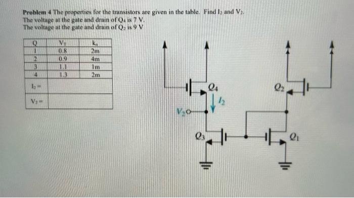 Solved Problem 4 The properties for the transistors are | Chegg.com