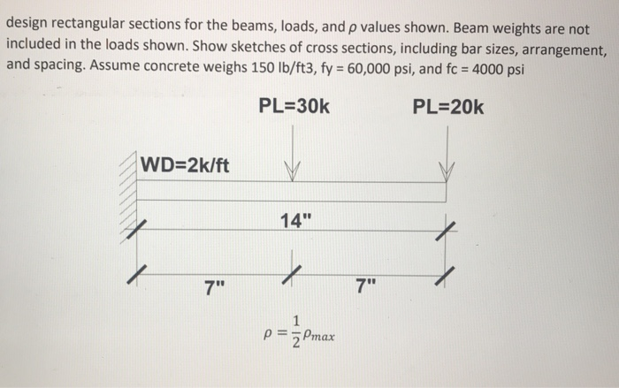 Solved design rectangular sections for the beams, loads, and | Chegg.com
