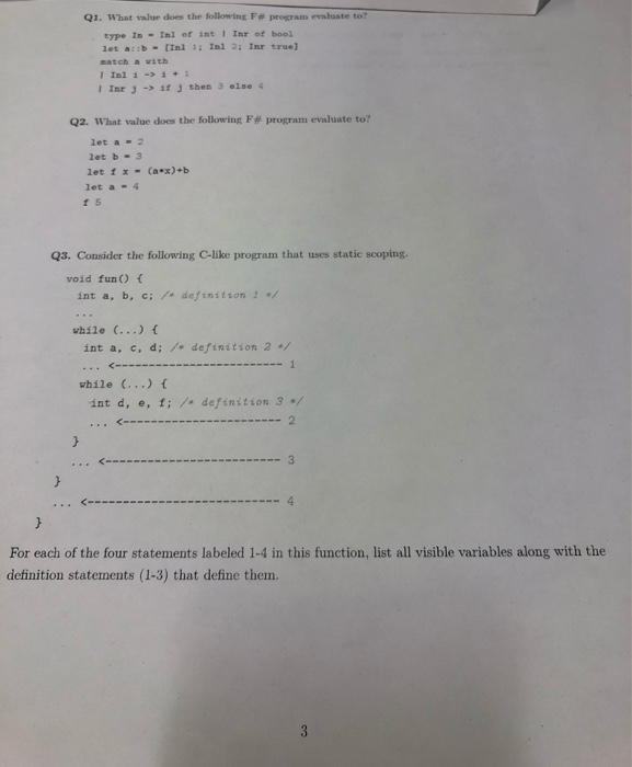 Solved Q1. What valor does the following F# program evaluate | Chegg.com