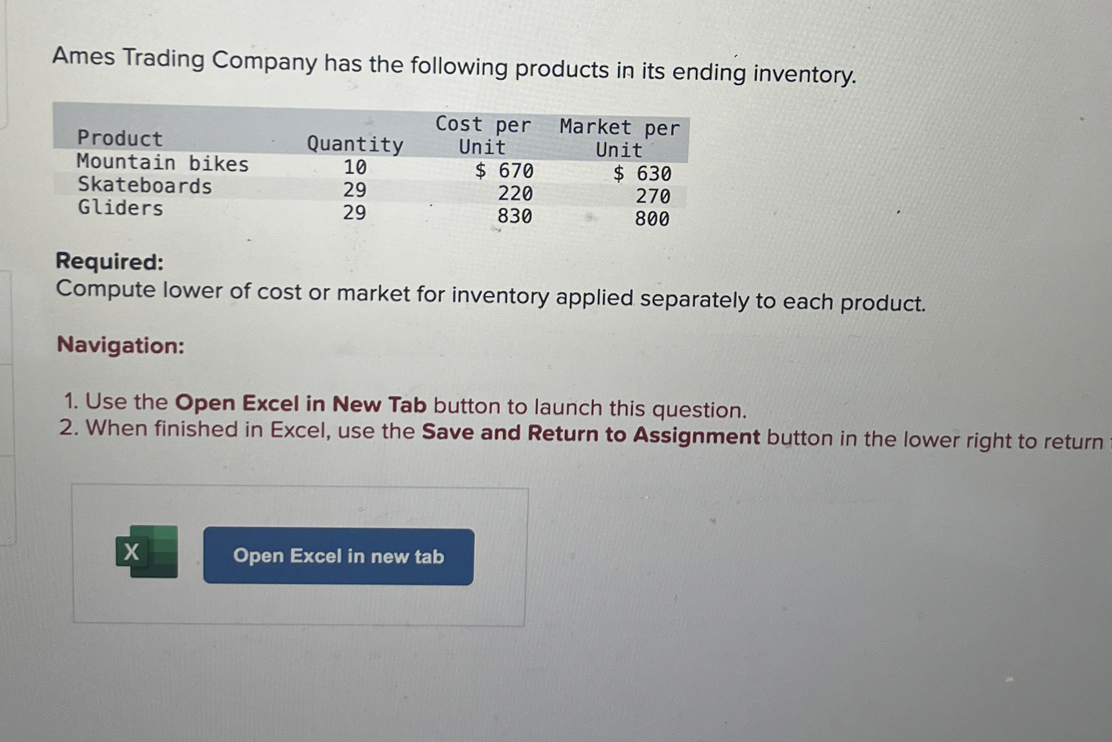 Solved Ames Trading Company has the following products in | Chegg.com