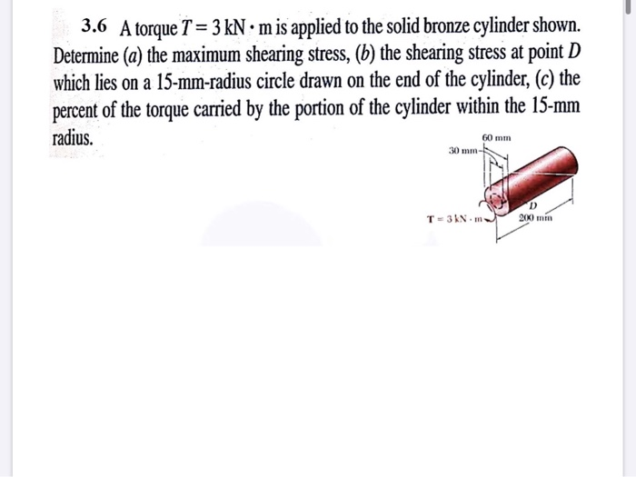 Solved: 3.6 A Torque T = 3 KN • M Is Applied To The Solid ... | Chegg.com