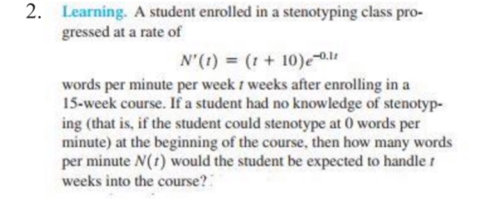 Solved 2. Learning. A student enrolled in a stenotyping | Chegg.com