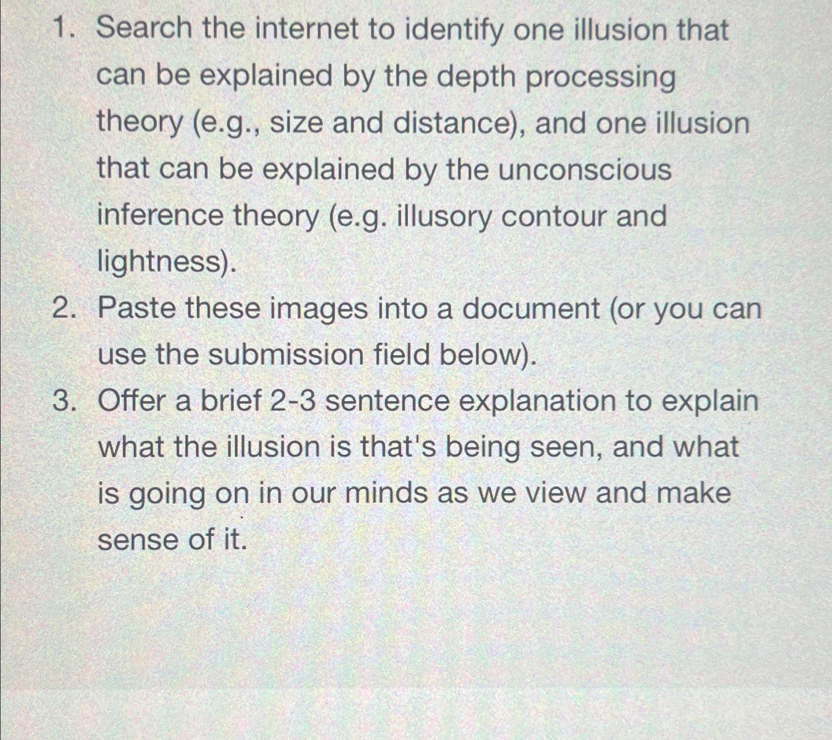 Solved Search the internet to identify one illusion that can | Chegg.com