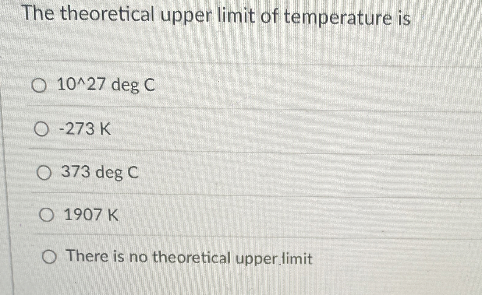 Solved The theoretical upper limit of temperature | Chegg.com