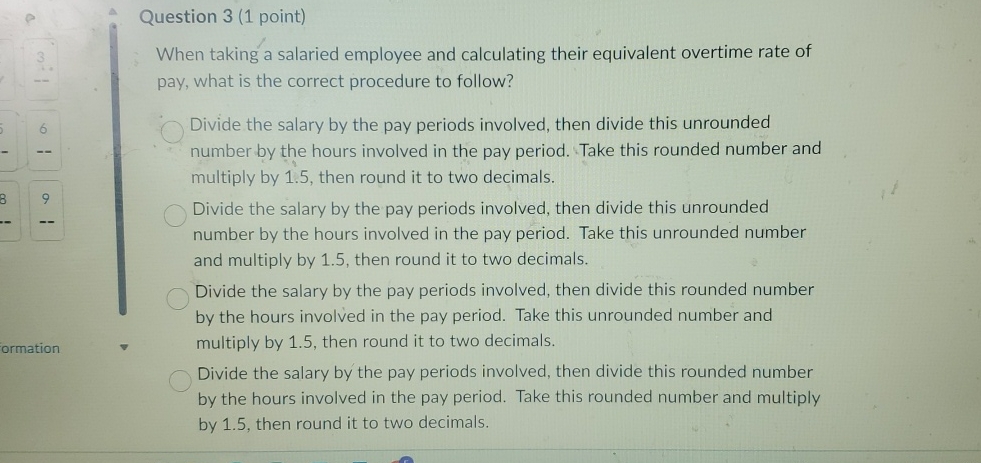 Solved Question 3 (1 ﻿point)When taking a salaried employee | Chegg.com