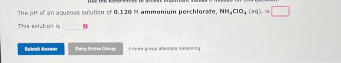 Solved The pH of an aqueous solution of 0.120M ammonium | Chegg.com