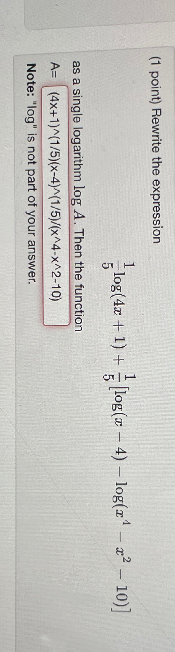 Solved (1 ﻿point) ﻿Rewrite the | Chegg.com
