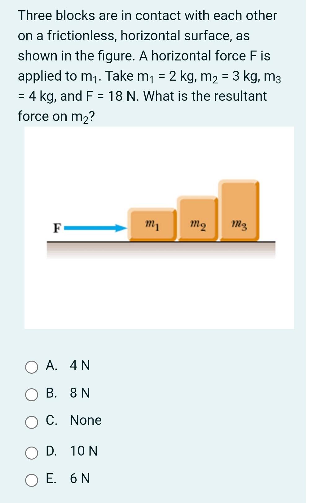 Solved Three blocks are in contact with each other on a | Chegg.com