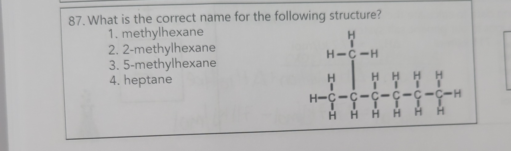 Solved What is the correct name for the following | Chegg.com