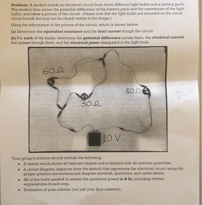 Solved Problem: A student builds an electrical circuit from | Chegg.com
