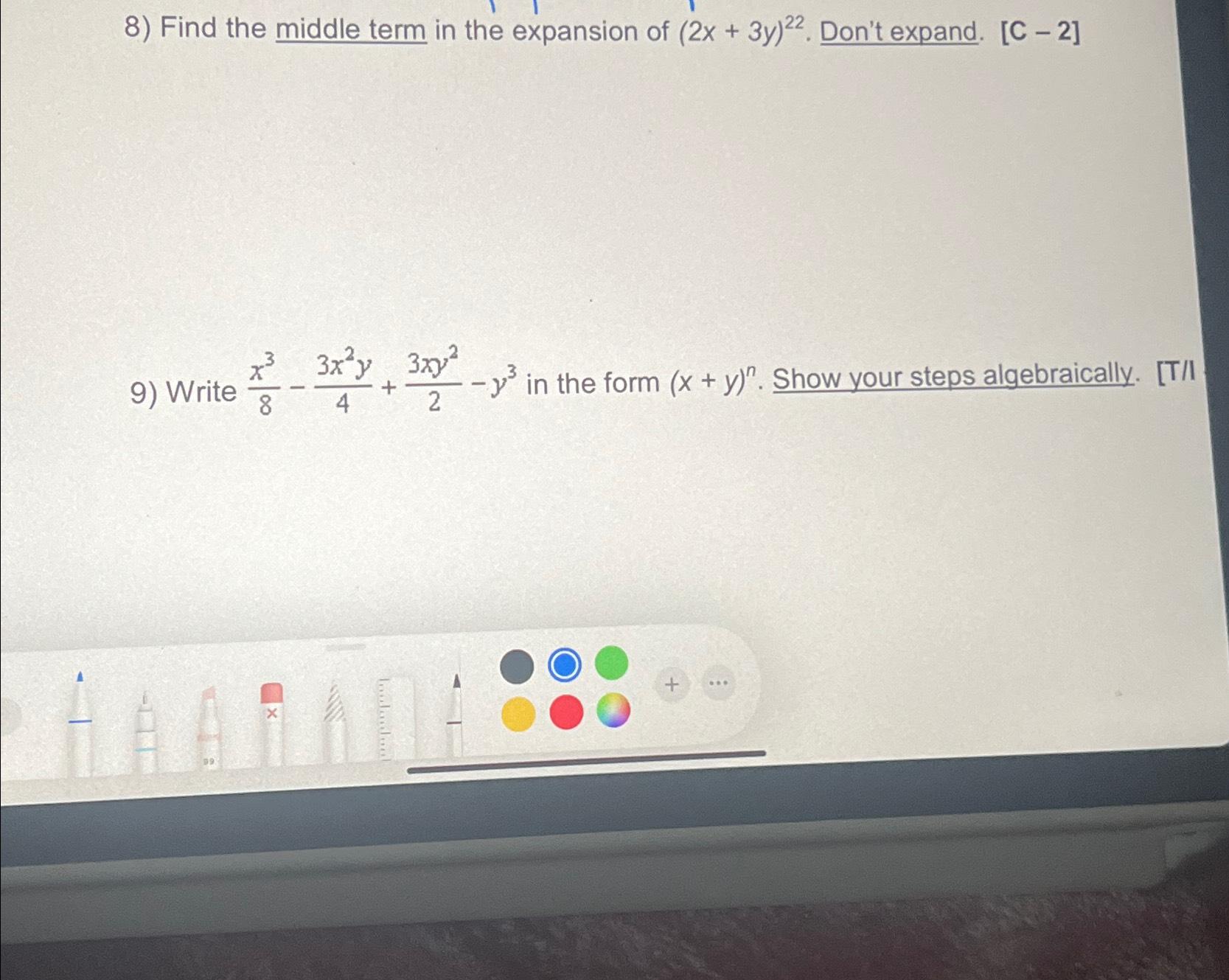 Solved 1. ﻿Find the middle term in the expansion of | Chegg.com