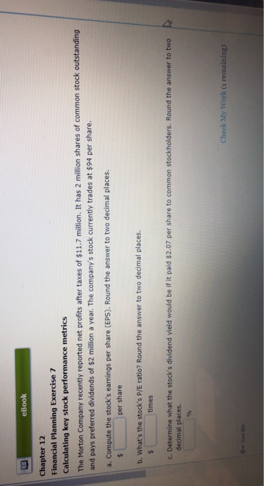 Solved eBook Chapter 12 Financial Planning Exercise 7 | Chegg.com