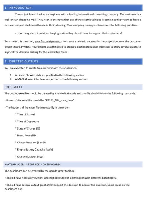 Solved 1. INTRODUCTION You've just been hired as an engineer | Chegg.com