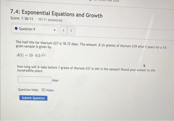 Solved 7.4: Exponential Equations and Growth Score: | Chegg.com