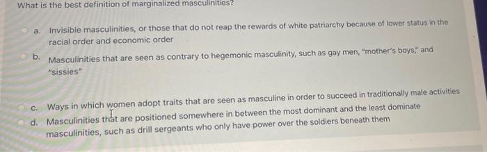What is the best definition of marginalized | Chegg.com