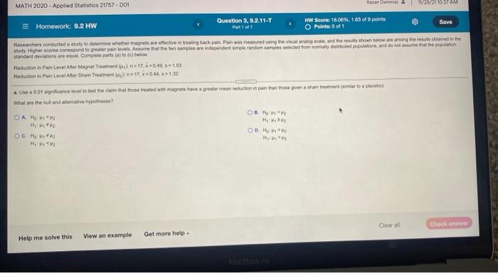Solved Ratan Damas 11/29/2 1037 AM MATH 2020 - Applied | Chegg.com