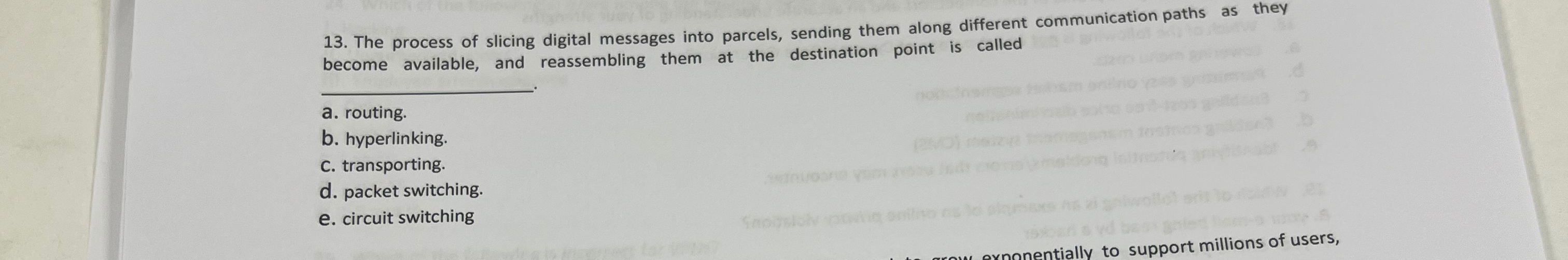 Solved The process of slicing digital messages into parcels, | Chegg.com