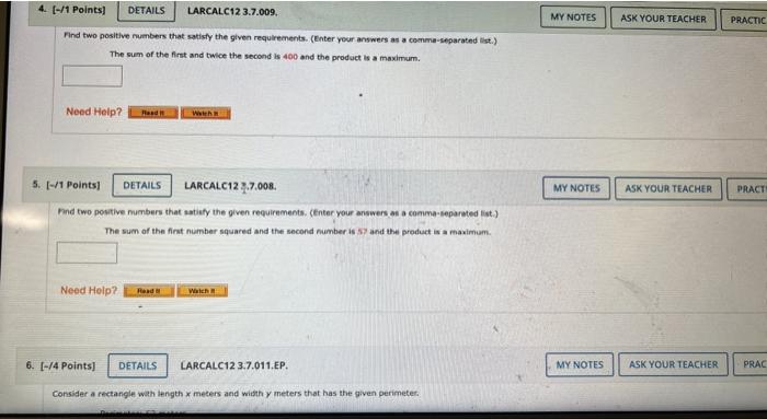 Solved Find two positive numbers that satisfy the given | Chegg.com