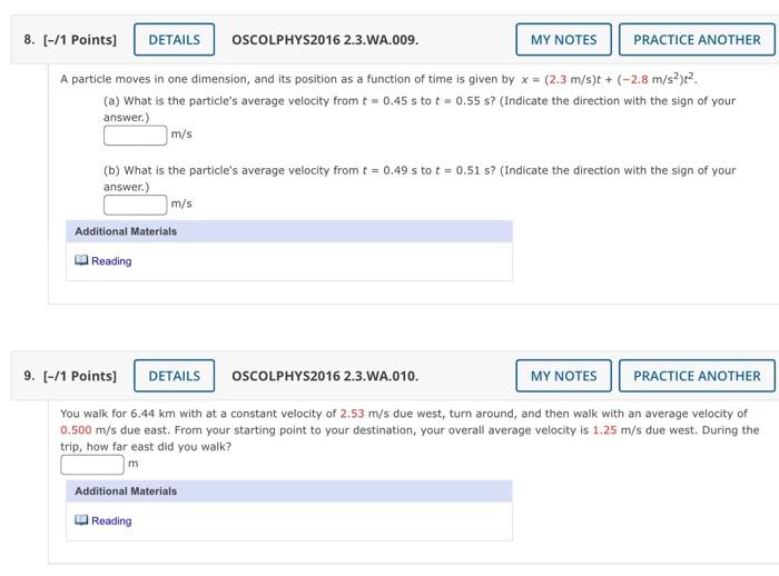 Solved A particle moves in one dimension, and its position | Chegg.com
