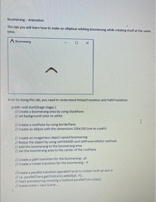 Solved Boomerang - Animation This lab you will learn how to | Chegg.com