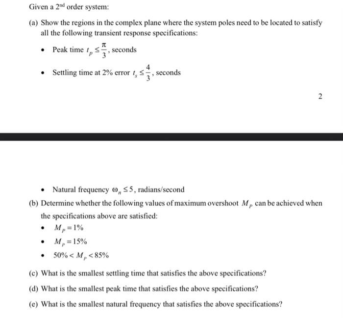 Solved Given a 2nd order system: (a) Show the regions in | Chegg.com