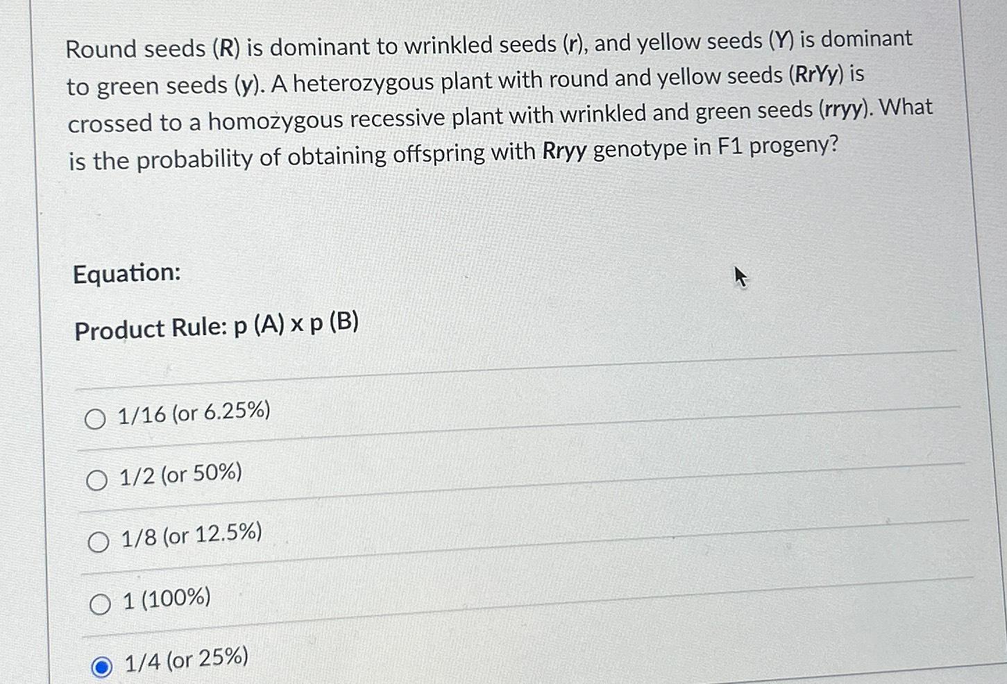Solved Round seeds (R) ﻿is dominant to wrinkled seeds (r), | Chegg.com