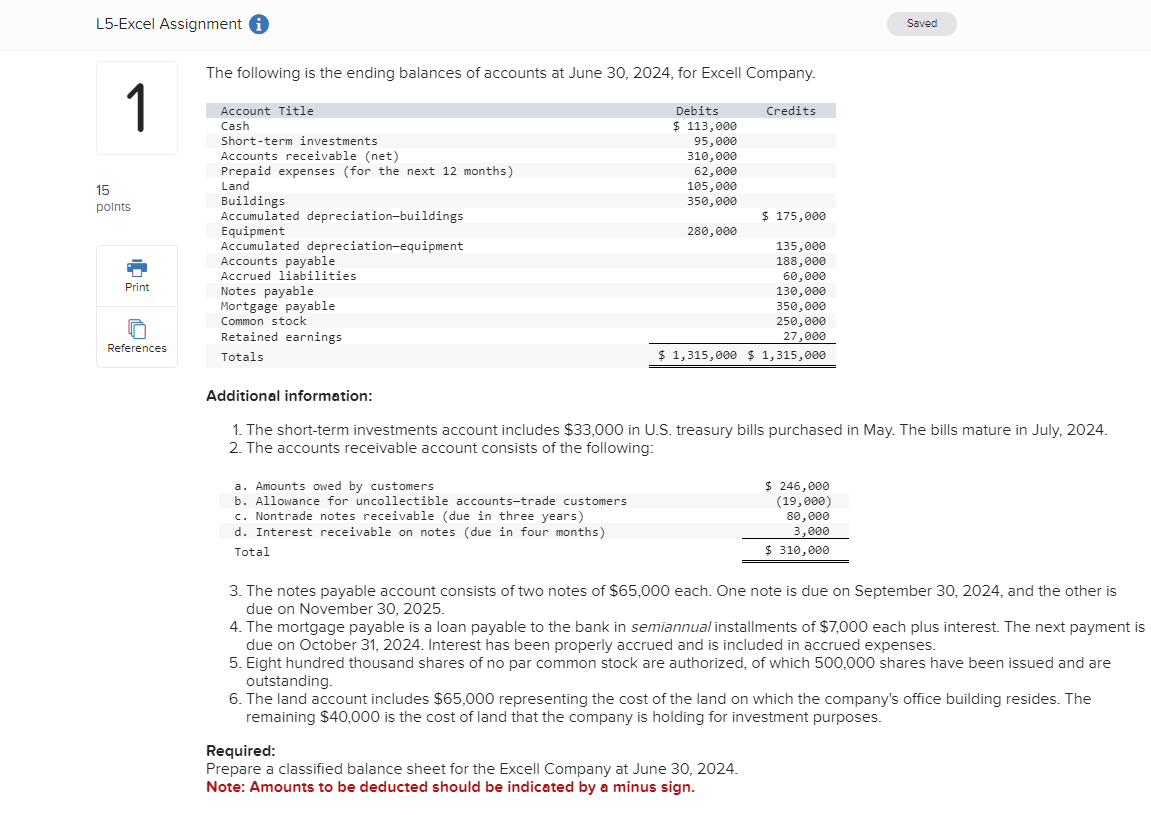 Solved L5-Excel Assignment iAdditional information:The | Chegg.com