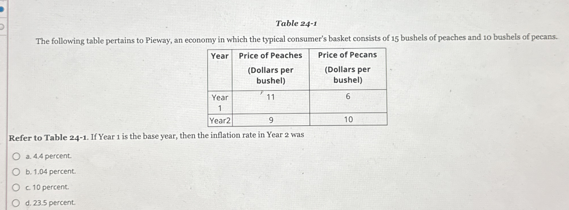 Solved Table 24-1The following table pertains to Pieway, an | Chegg.com