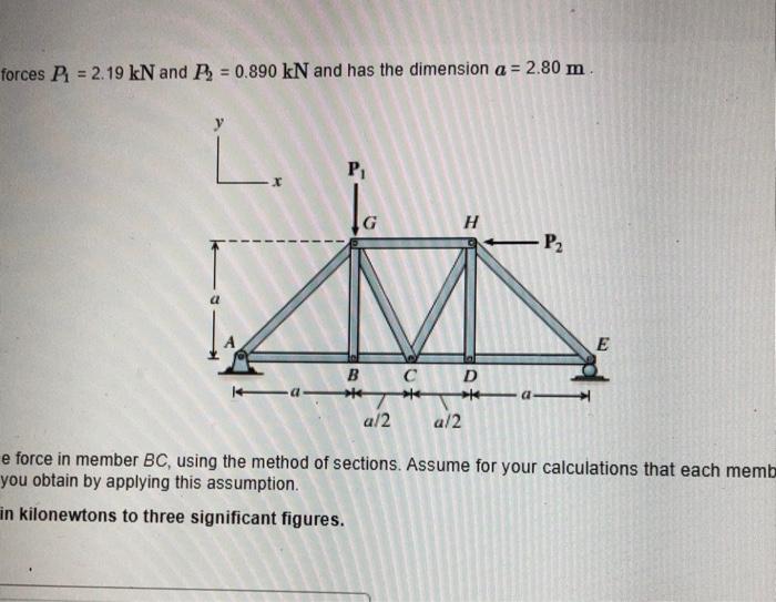 Solved As Shown A Truss Is Loaded By The Forces P1 2 19kn