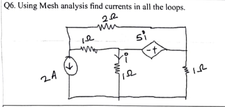 Solved Q6. ﻿Using Mesh analysis find currents in all the | Chegg.com