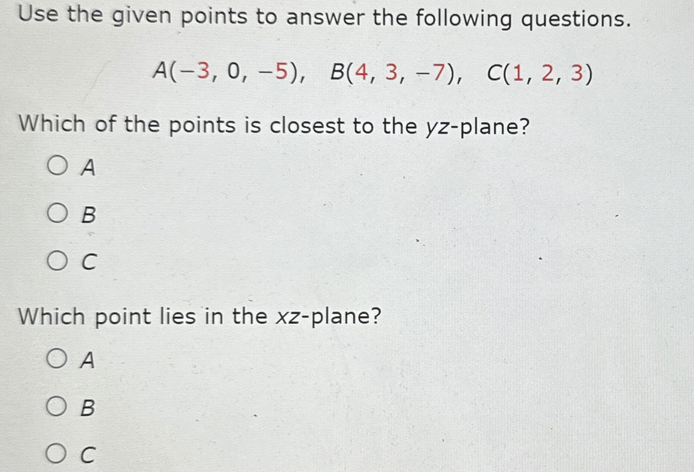 Solved Use the given points to answer the following | Chegg.com