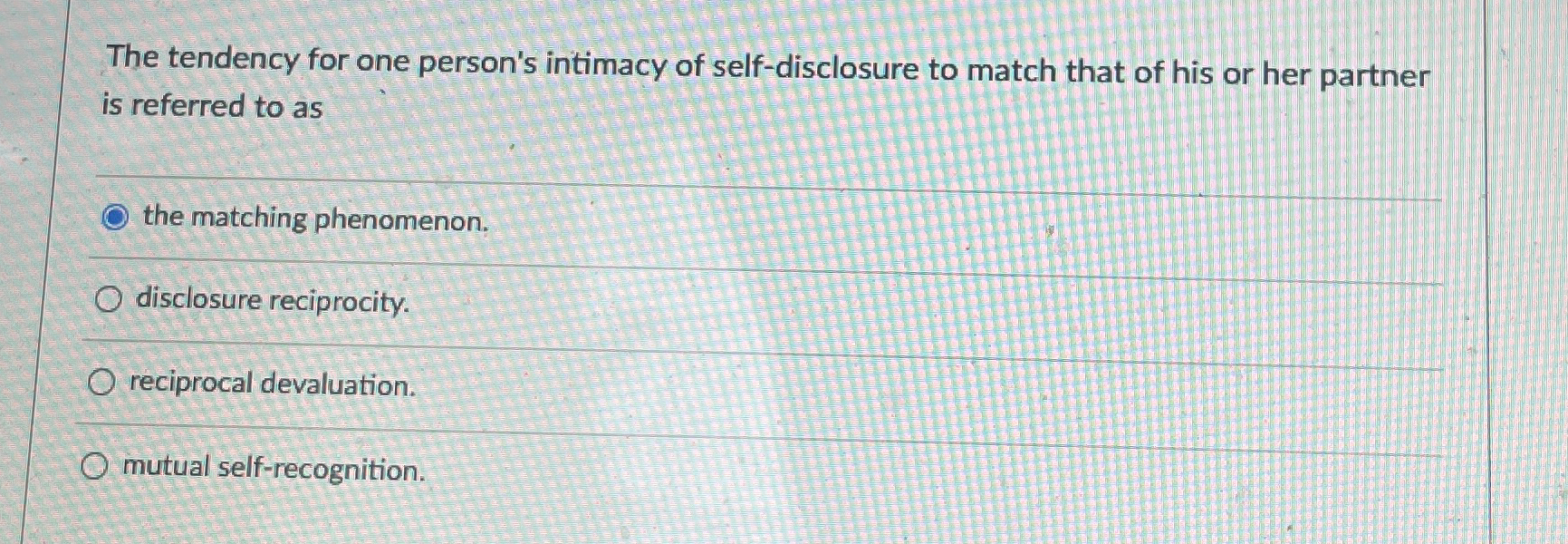 Solved The tendency for one person's intimacy of | Chegg.com