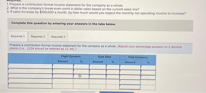 Solved 1. Prepare a contribution format income statement for | Chegg.com