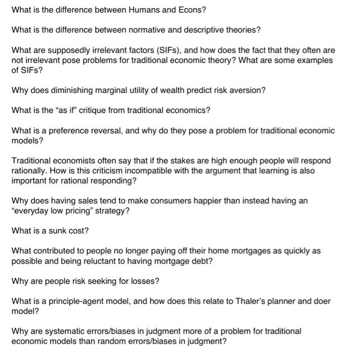 Solved Based on the book "Misbehaving: The Making of | Chegg.com