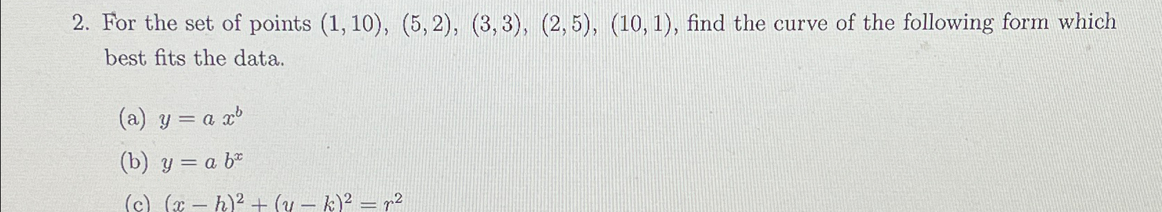 Solved For the set of points | Chegg.com