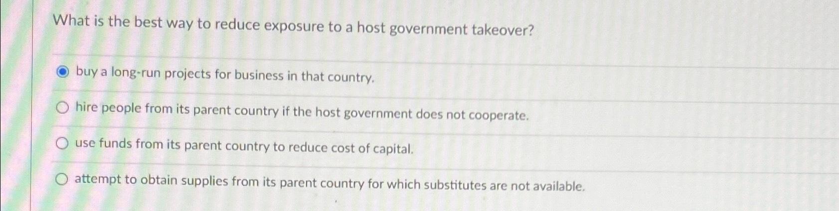Solved What is the best way to reduce exposure to a host | Chegg.com