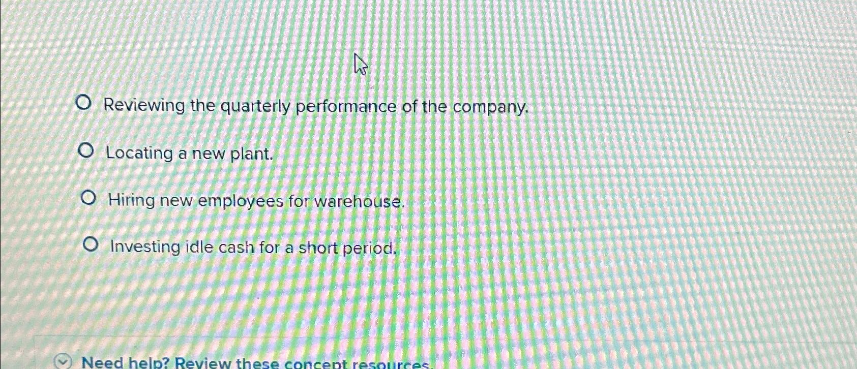 Solved Reviewing the quarterly performance of the | Chegg.com