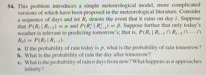 Solved 54. This problem introduces a simple meteorological | Chegg.com