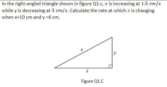 Solved In the right-angled triangle shown in figure Q1.c, x | Chegg.com