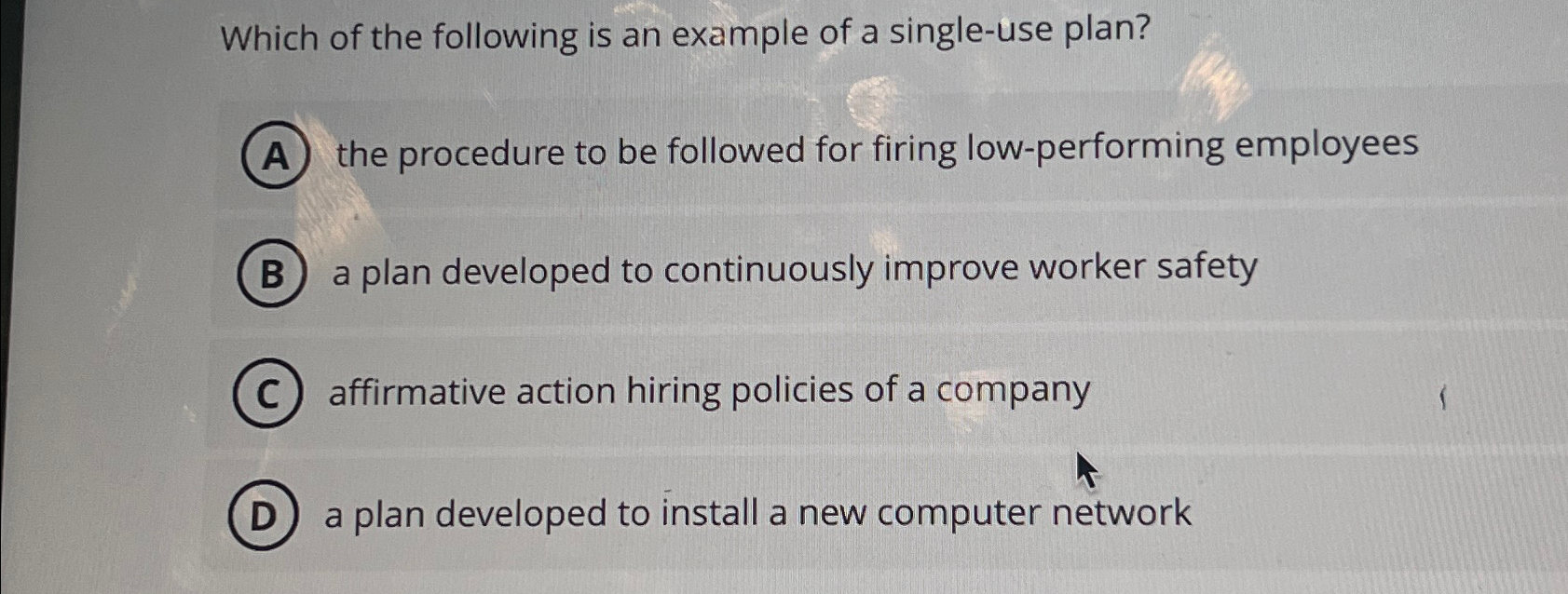 Solved Which of the following is an example of a single-use | Chegg.com