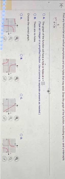 Solved Find Any Horizontal And Vertical Asymptotes And Any 8212