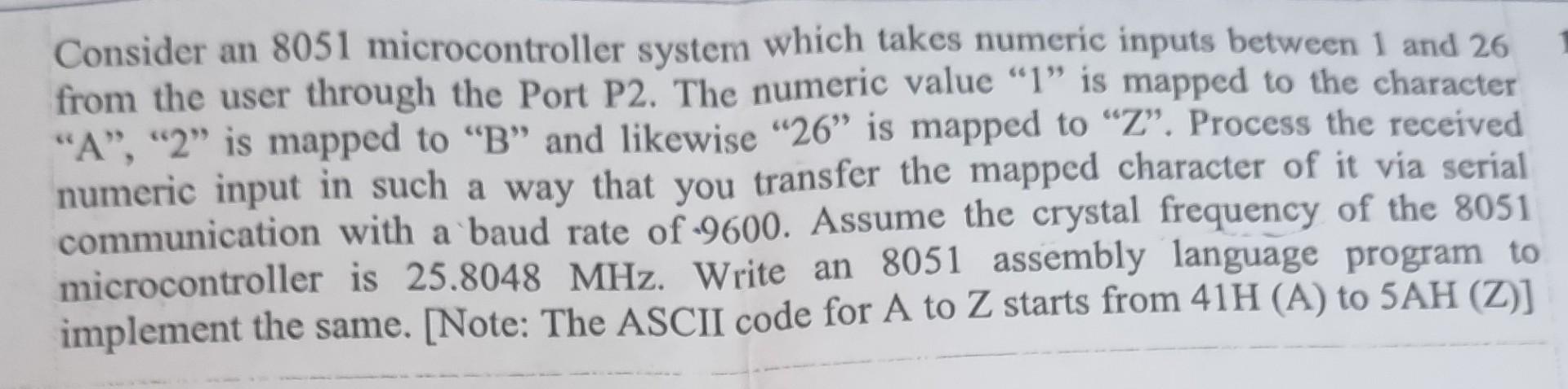 Solved Consider an 8051 microcontroller system which takes | Chegg.com