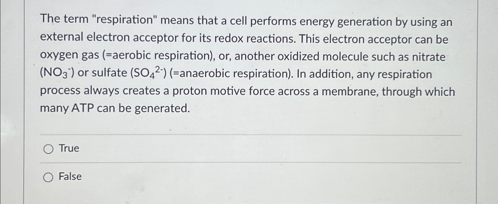 Solved The term "respiration" means that a cell performs | Chegg.com