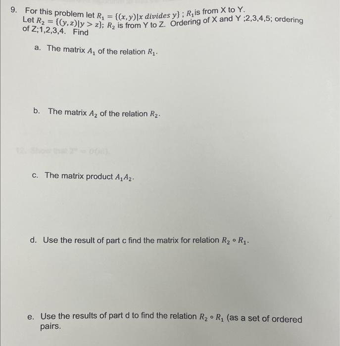 Solved For this problem let R1={(x,y)∣x divides y};R1 is | Chegg.com