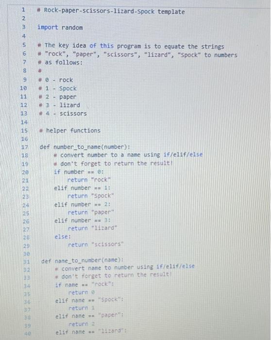Solved \# Rock-paper-scissors-lizard-spock template import | Chegg.com