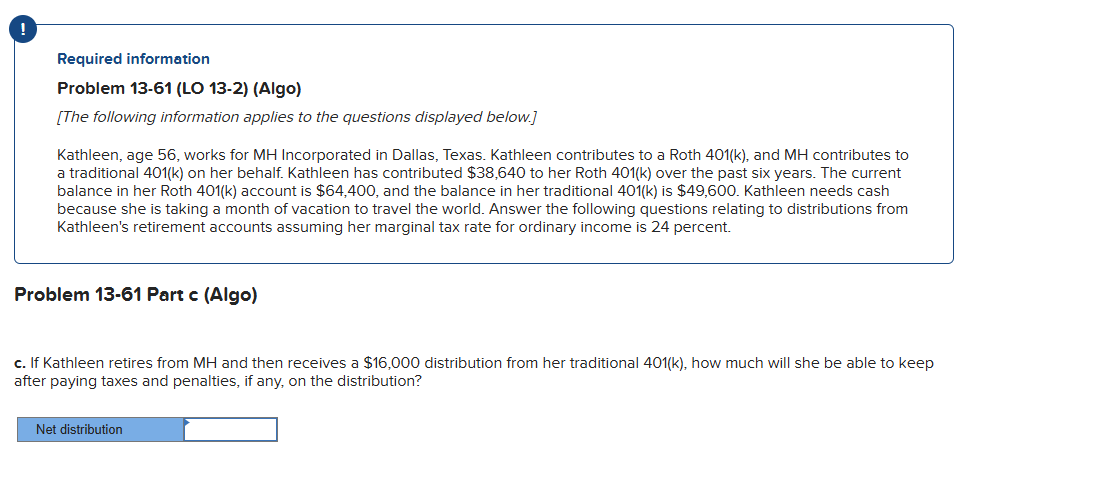 Solved ! ﻿Required information Problem 13-61 (LO | Chegg.com